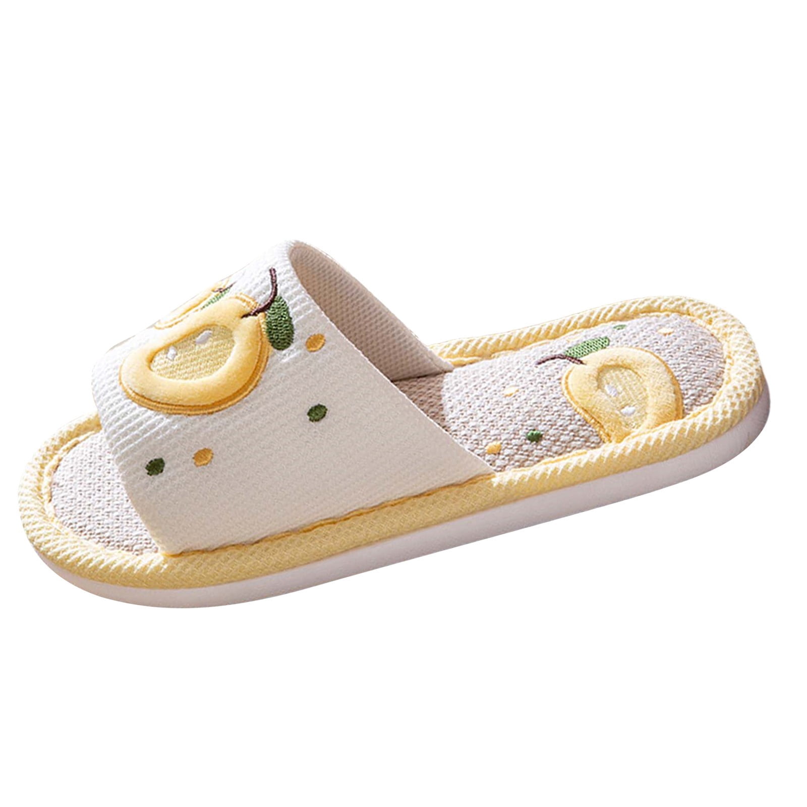 AUDeals Women Cute Strawberry Slippers Slip On Cozy Linen Cotton Open ...