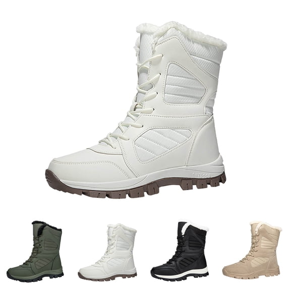 AUDeals Women Fur Lined Snow Boots, Waterproof Mid Calf Booties, Deep ...