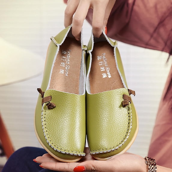 AUDeals Women Genuine Leather Shoes, Soft Casual Slip On Shoes, Non ...