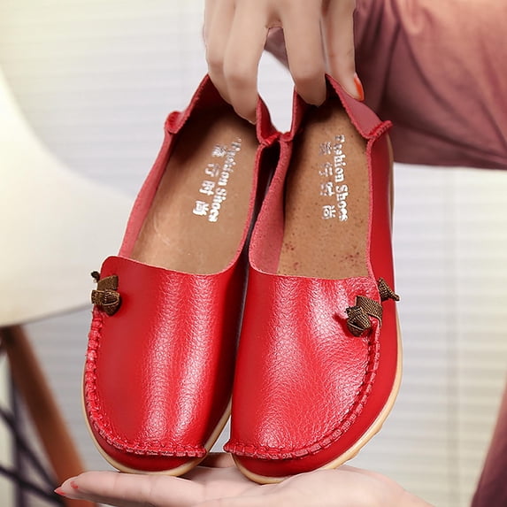 AUDeals Women Genuine Leather Shoes, Soft Casual Slip On Shoes, Non ...