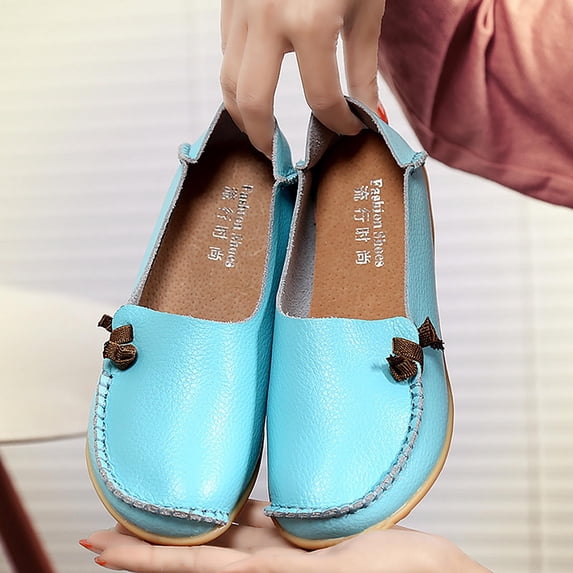 AUDeals Women Genuine Leather Shoes, Soft Casual Slip On Shoes, Non ...