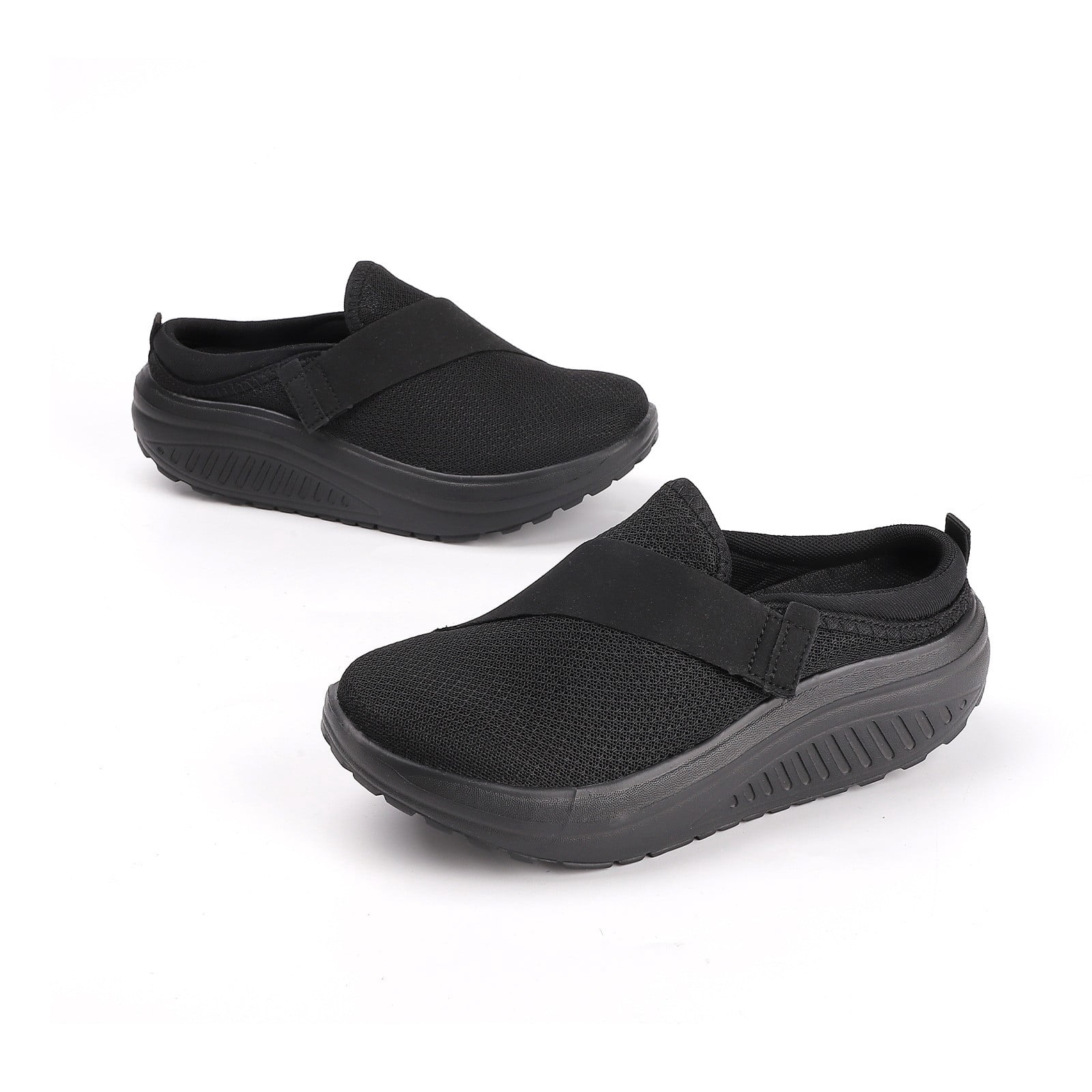 AUDeals Women Knitted Platform Mules, House Slippers with Arch Support ...
