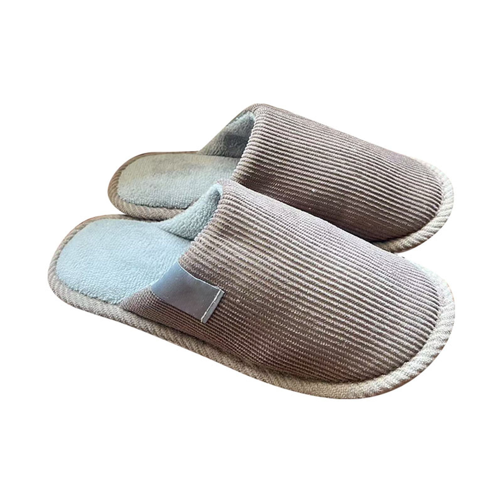AUDeals Women Linen Cotton Slippers Non Slip Shoes Thick Warm Footwear ...