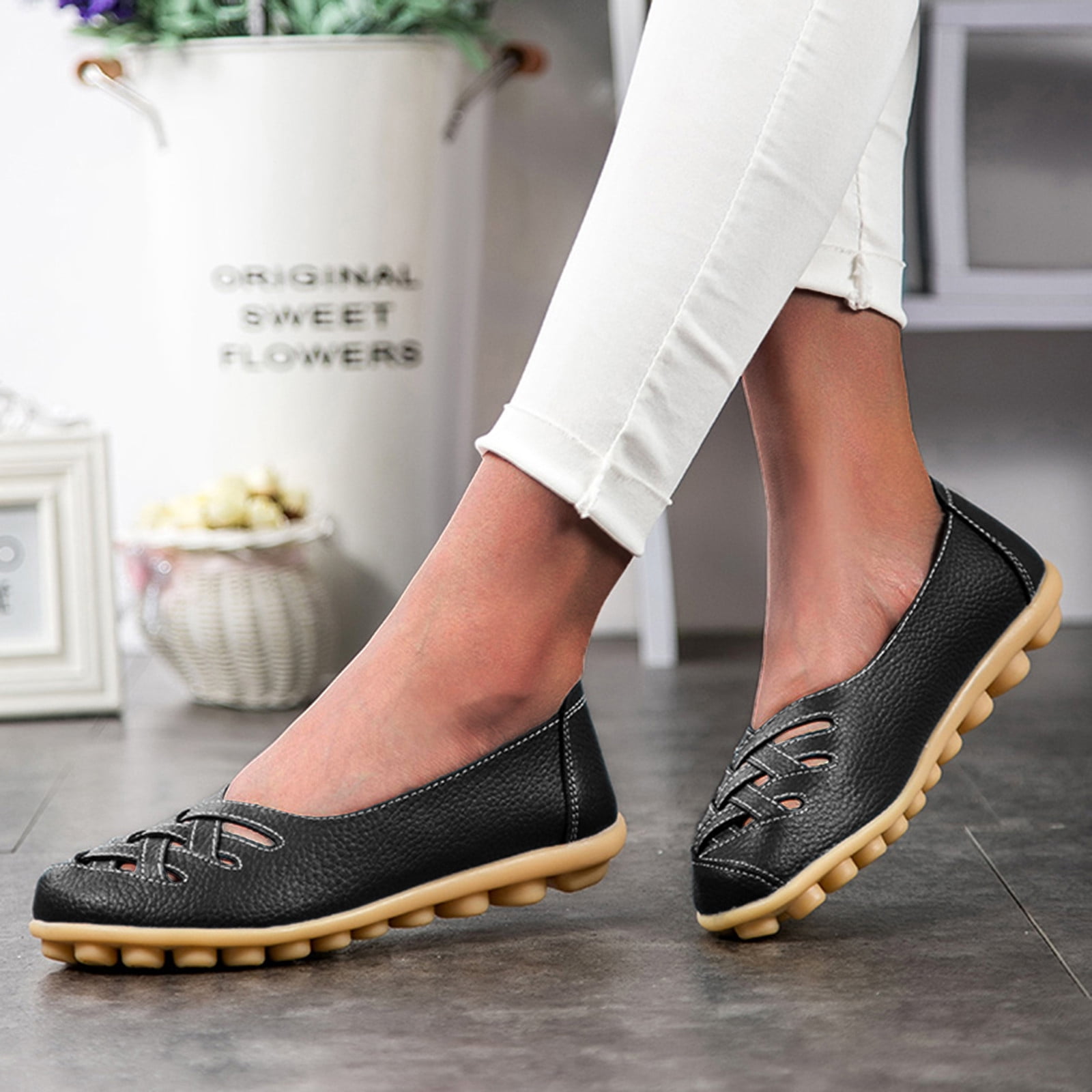 AUDeals Women Wedge Loafers, Casual Slip On Walking Shoes, Comfortable ...