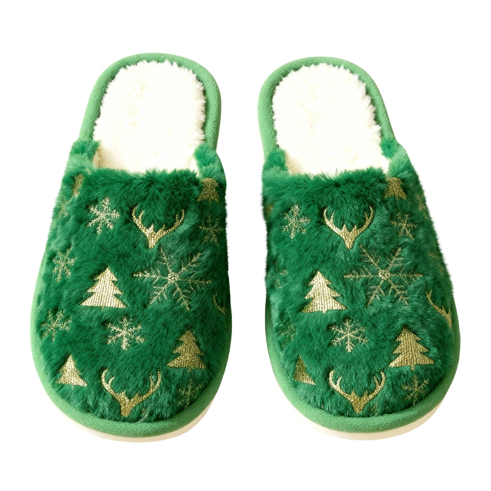 AUDeals Women and Men Christmas Slippers Cute Reindeer House Shoes Warm ...