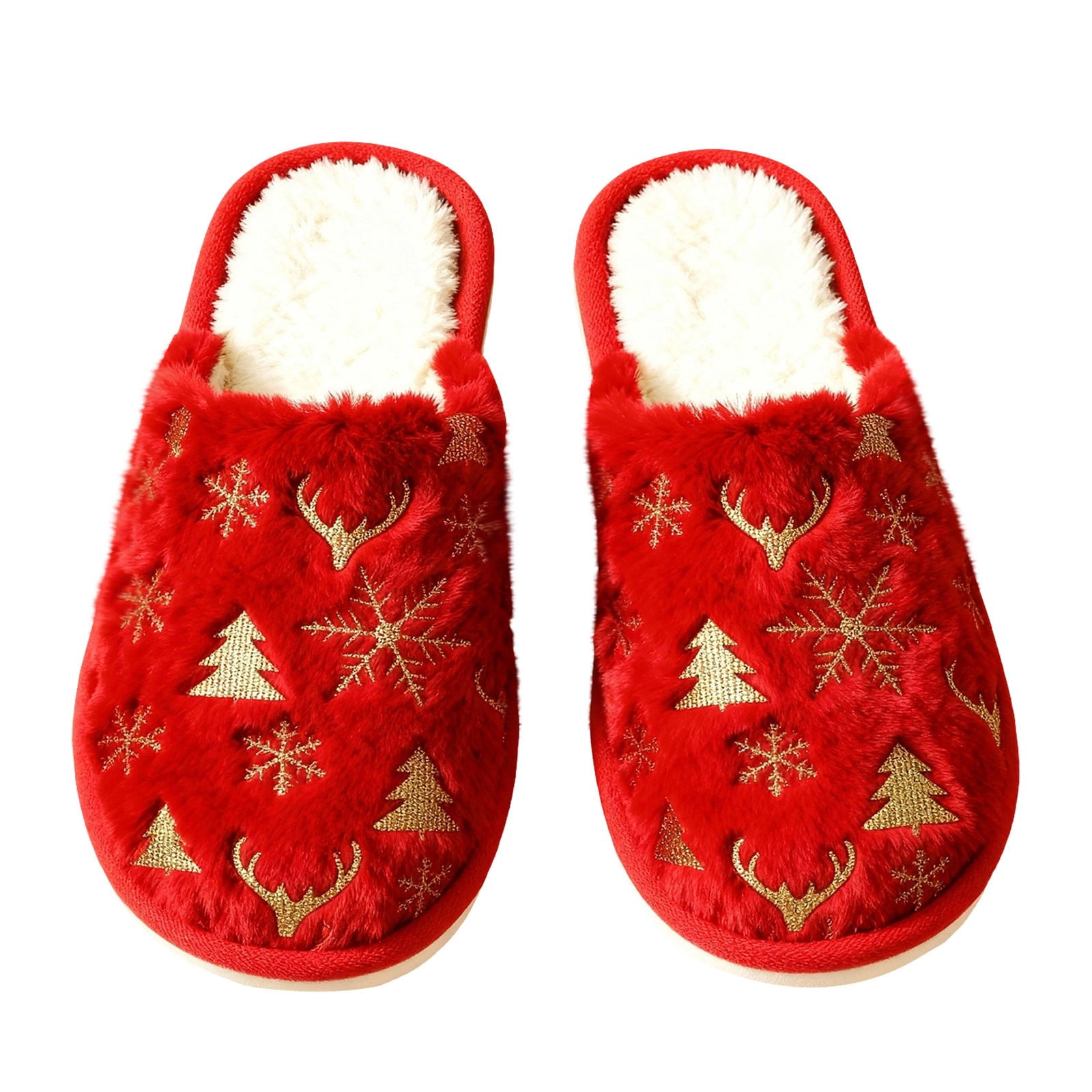 AUDeals Women and Men Christmas Slippers Cute Reindeer House Shoes Warm ...