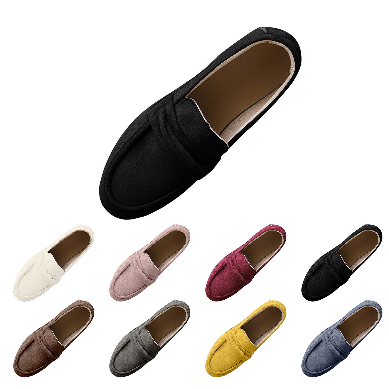 AUDeals Women's Ballet Flats, Round Toe Slip On Shoes with Soft Comfort ...