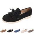 AUDeals Women's Business Loafers, Flocked Mid Heel Shoes with Soft Sole ...