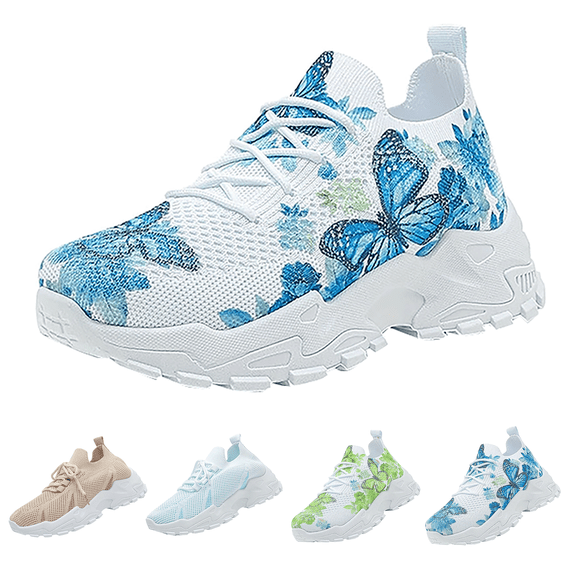 AUDeals Women's Butterfly Sneakers, Lace Up Casual Shoes with ...