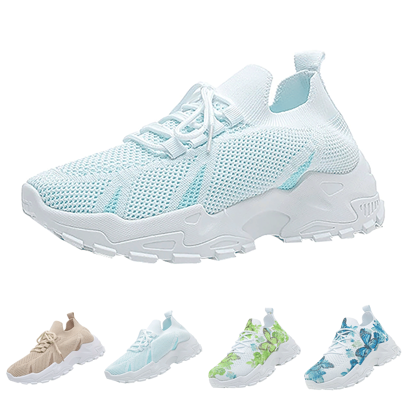 AUDeals Women's Butterfly Sneakers, Lace Up Casual Shoes with ...
