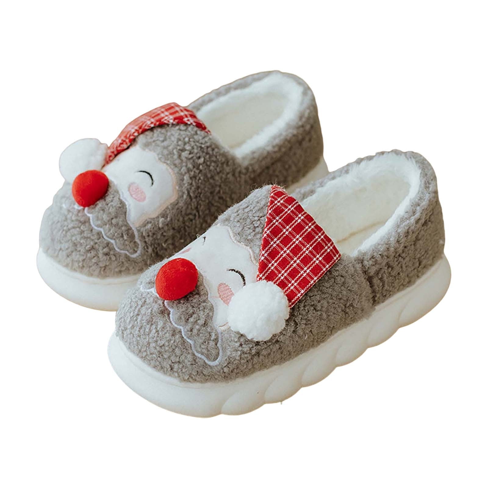 AUDeals Women’s Christmas Fuzzy Slippers Santa Claus Plush House Shoes ...