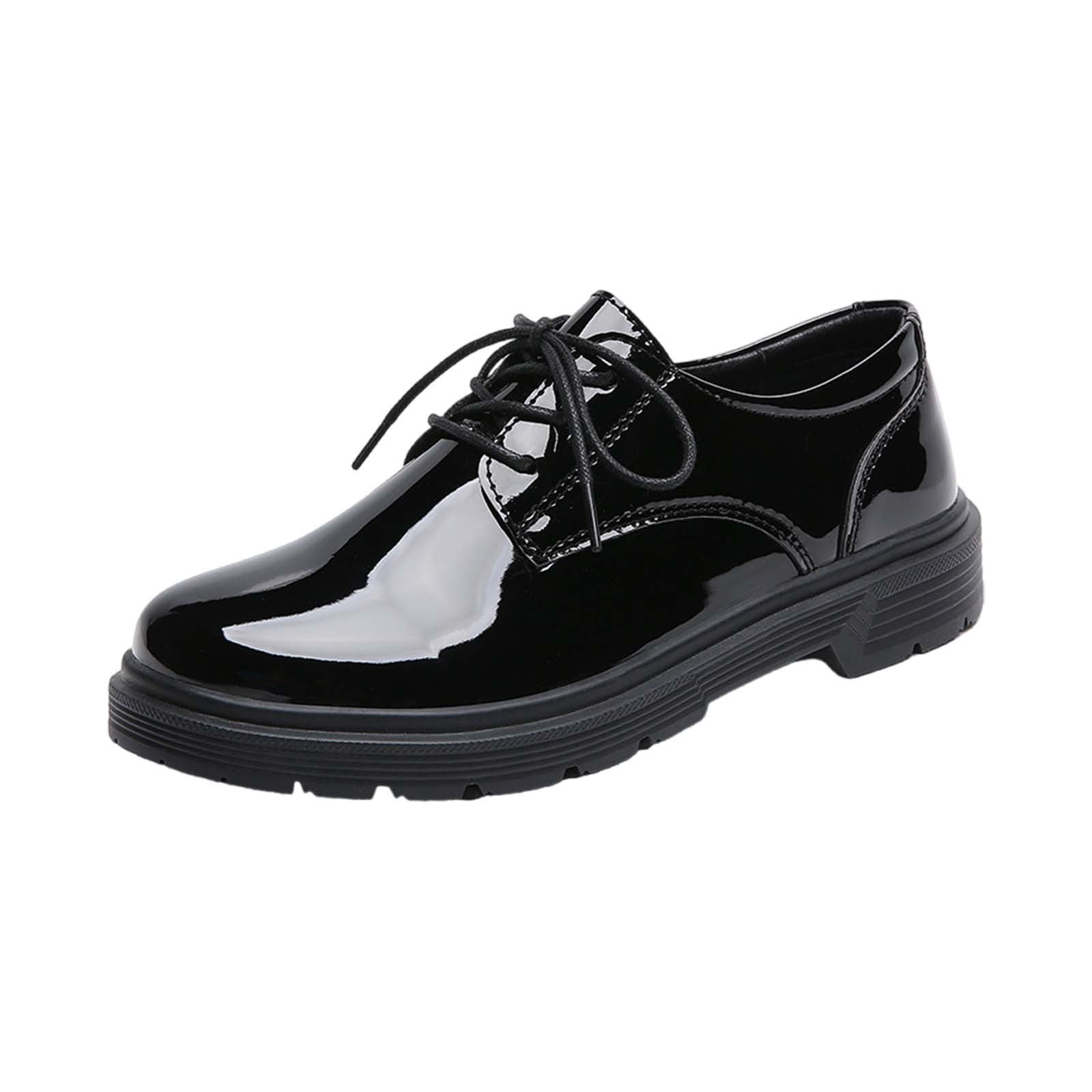AUDeals Women’s Chunky Platform Lace Up Shoes Round Toe British Style ...