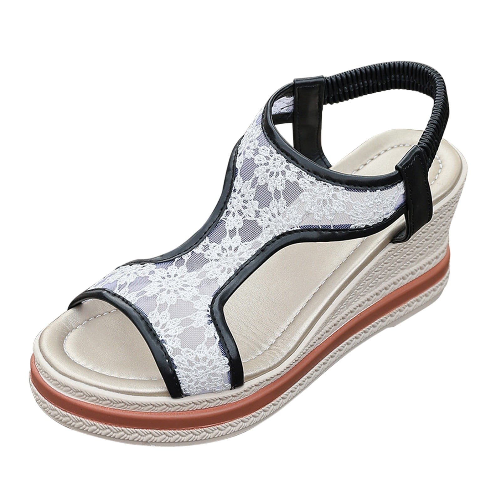 AUDeals Women’s Cork Footbed Platform Wedge Sandals Arch Support Buckle ...