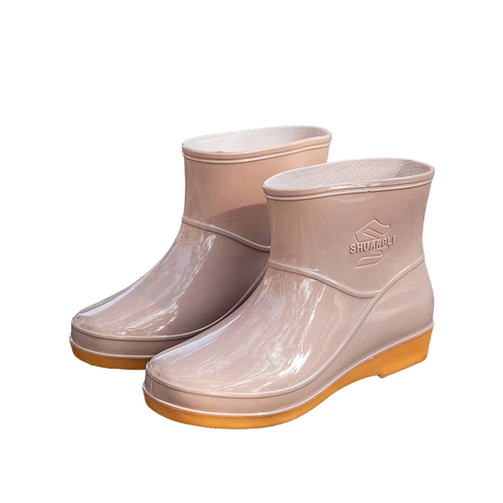 AUDeals Women's Fashion Rain Boots Warm Short Tube Non Slip Lightweight ...