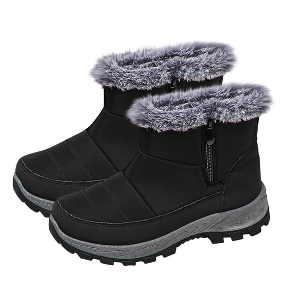 AUDeals Women’s Fur Lined Non Slip Ankle Boots Winter Snow Shoes ...