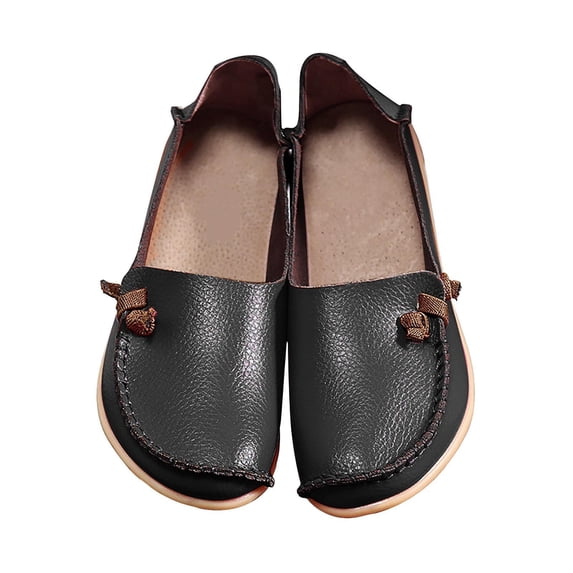 AUDeals Women’s Genuine Leather Casual Shoes Elastic Low Top Comfort ...