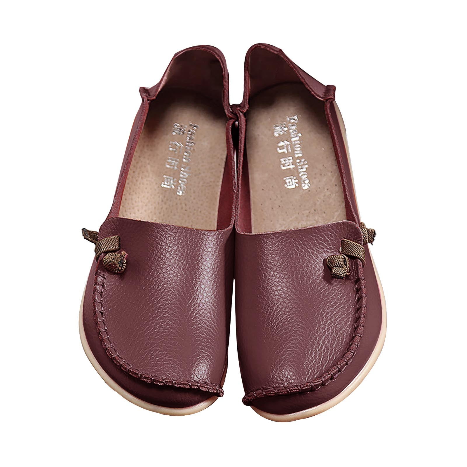 AUDeals Women’s Genuine Leather Casual Shoes Elastic Low Top Comfort ...