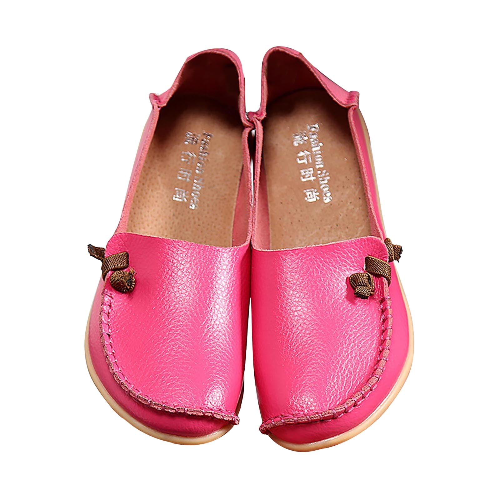 AUDeals Women’s Genuine Leather Casual Shoes Elastic Low Top Comfort ...