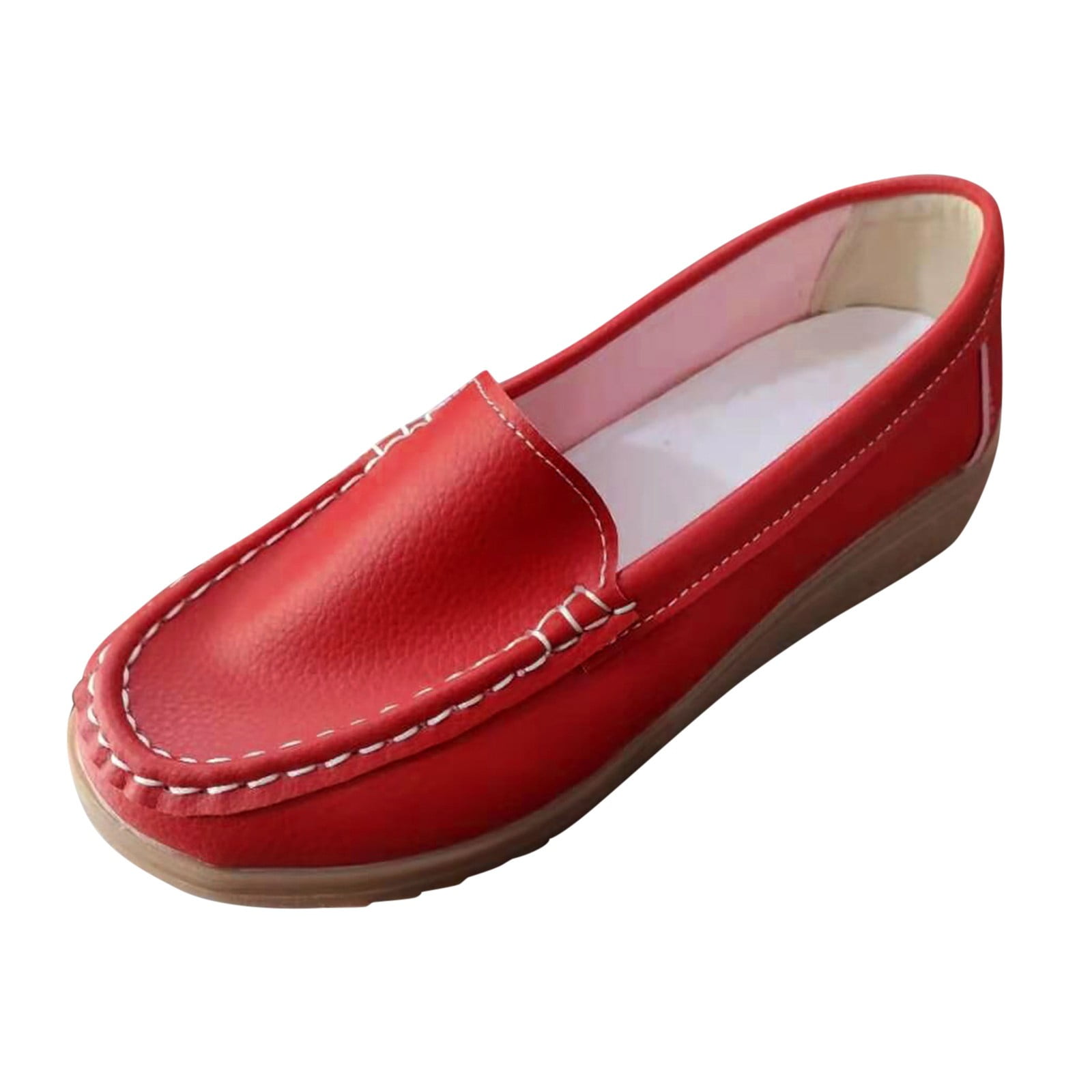 AUDeals Women’s Leather Casual Shoes Soft Flat Comfort Shoes Non Slip ...