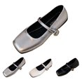 AUDeals Women's Mary Jane Flats Square Toe Ankle Strap Slip On Casual ...