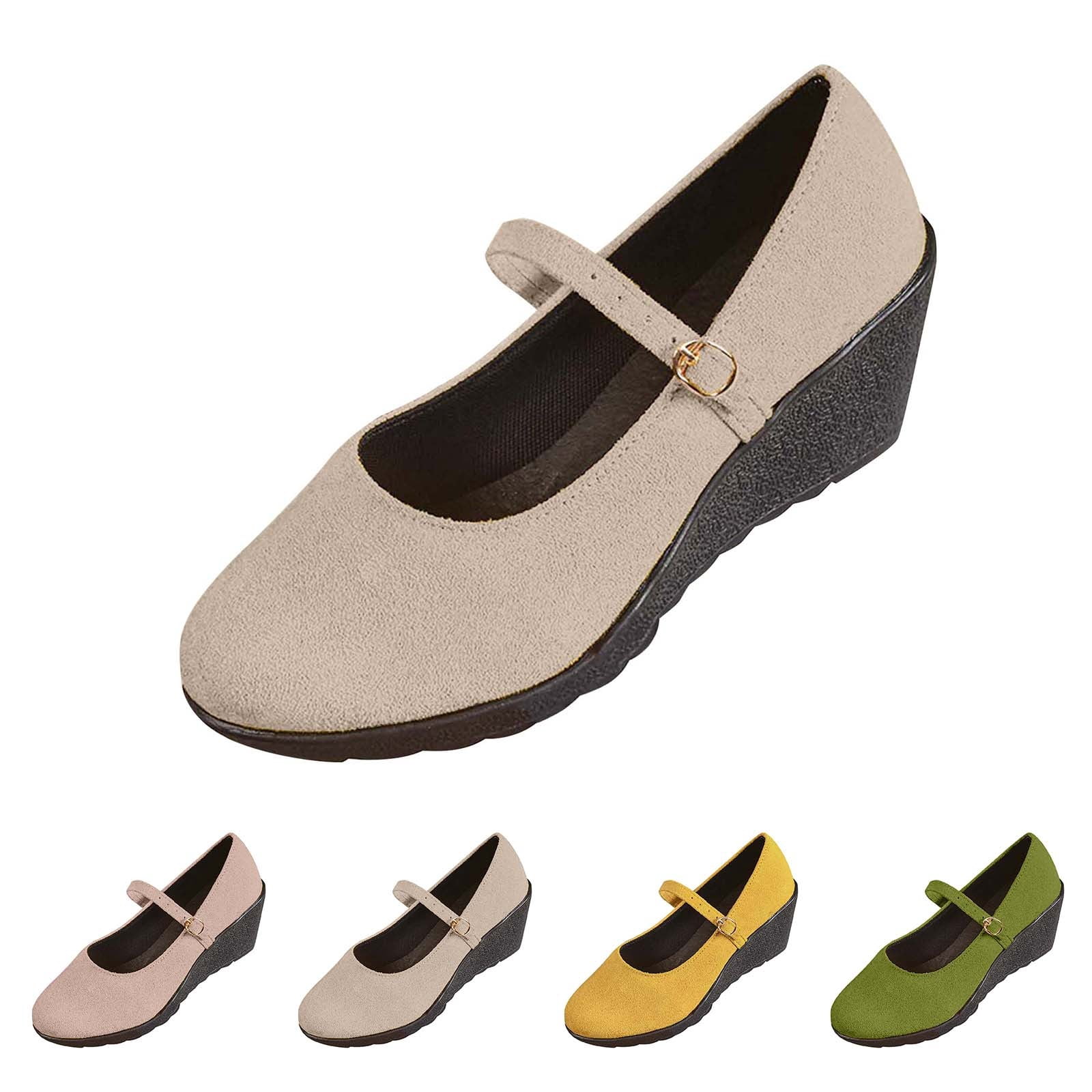AUDeals Women's Mary Jane Wedge Shoes, Slip On Comfort with Elastic ...