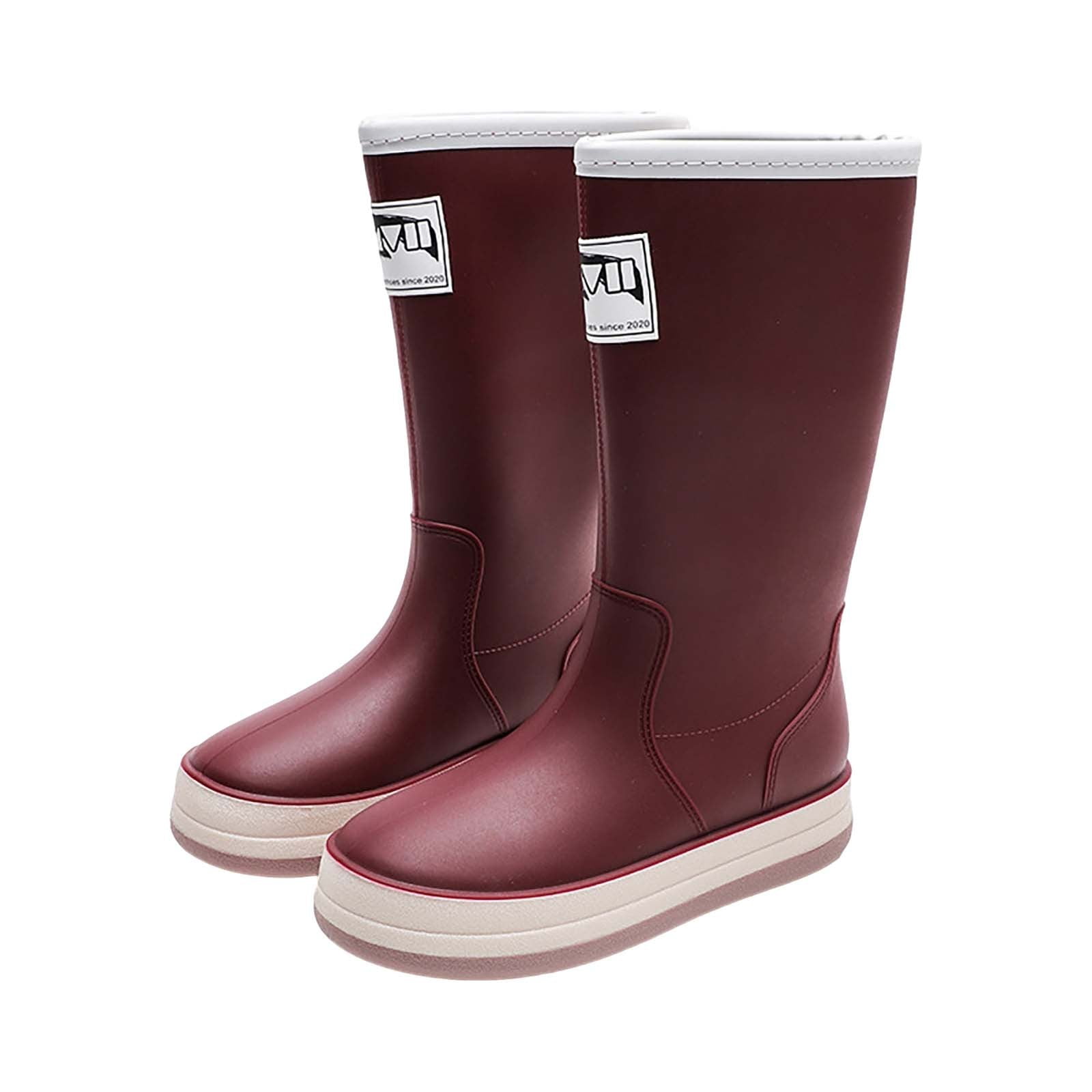 AUDeals Women's Mid Calf Rain Boots Lightweight Waterproof Non Slip ...