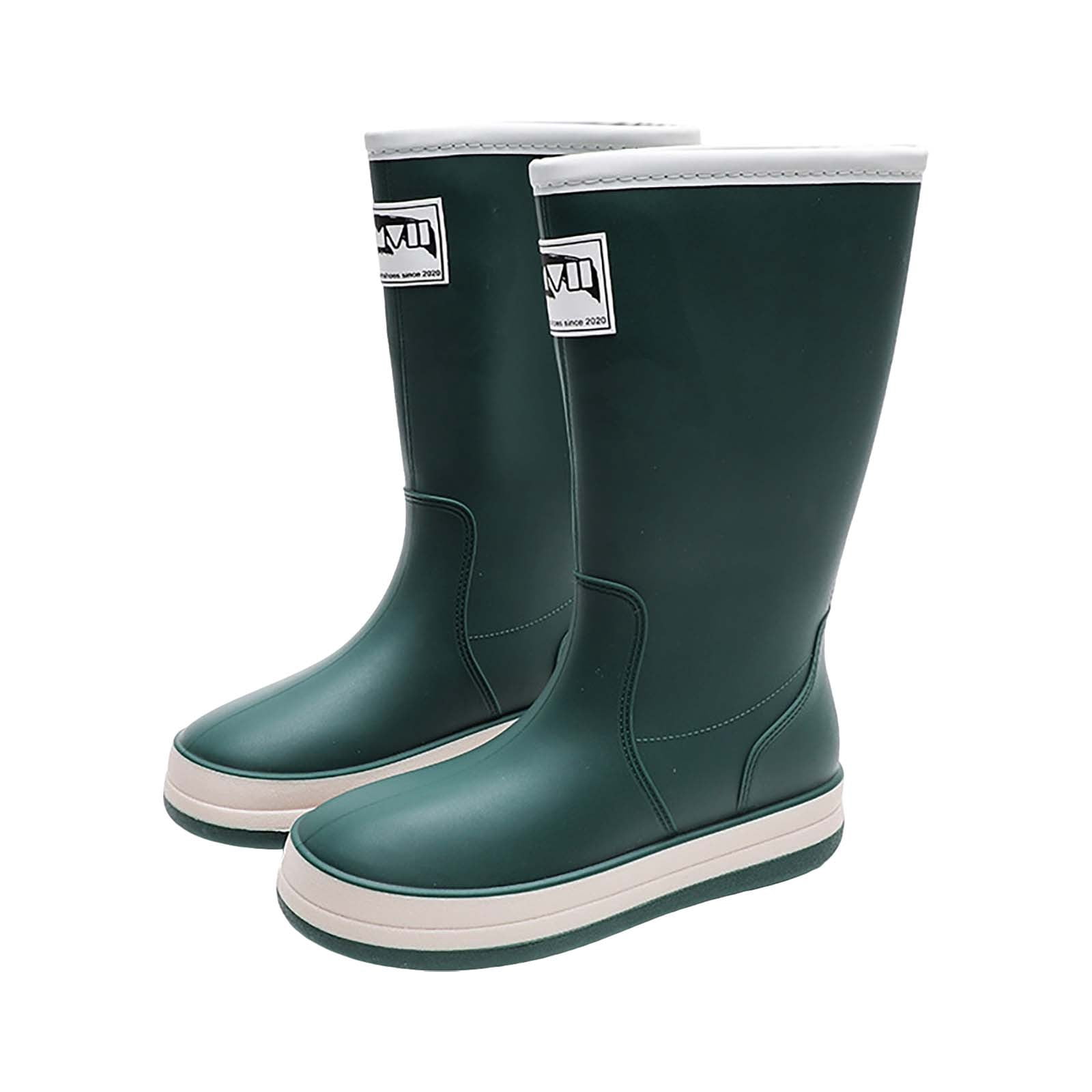 AUDeals Women's Mid Calf Rain Boots Lightweight Waterproof Non Slip ...