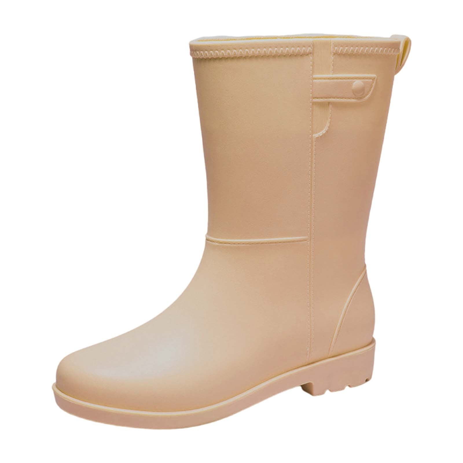 AUDeals Women's Mid Tube Rain Boots Waterproof Non Slip Lightweight ...