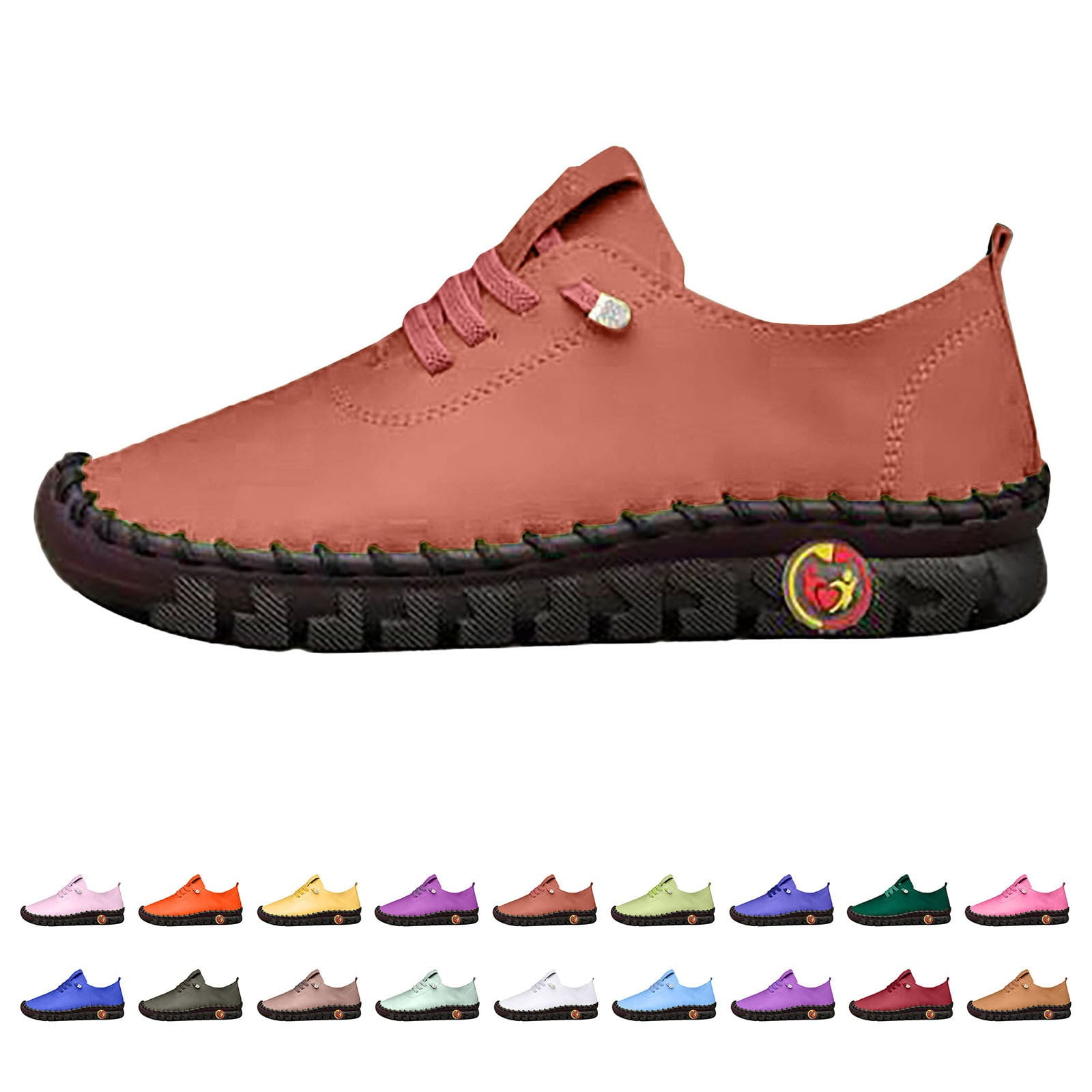 AUDeals Women's Orthopedic Loafers, Leather Walking Shoes with Arch ...