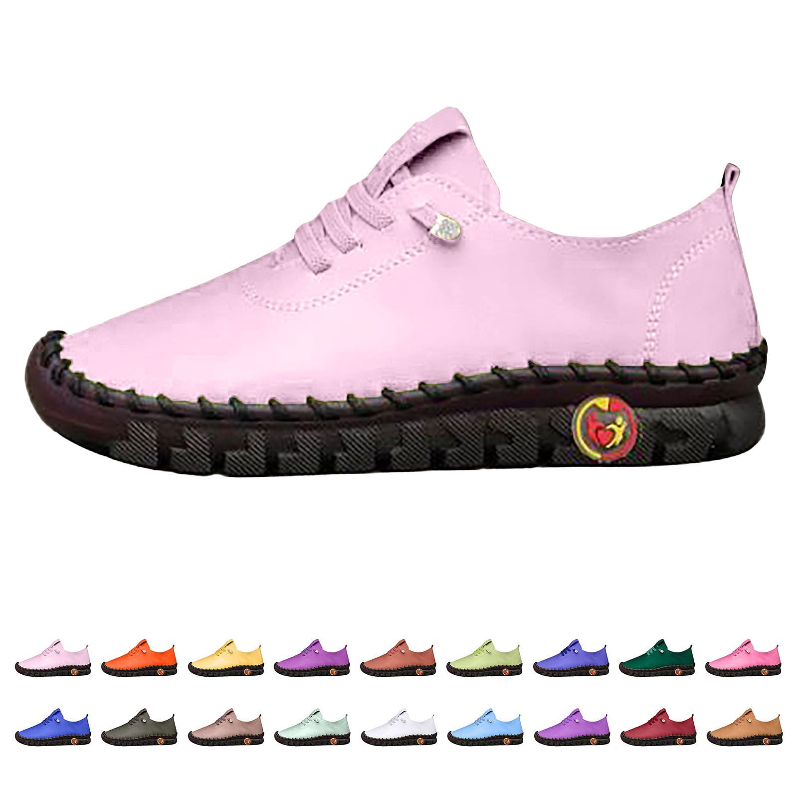 AUDeals Women's Orthopedic Loafers, Leather Walking Shoes with Arch ...