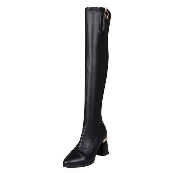 AUDeals Women's Over The Knee Thigh High Boots Matte Chunky Heel ...