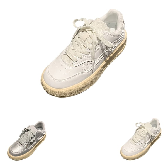 AUDeals Women's Platform Sneakers, Retro Leather Shoes with Gum Sole ...