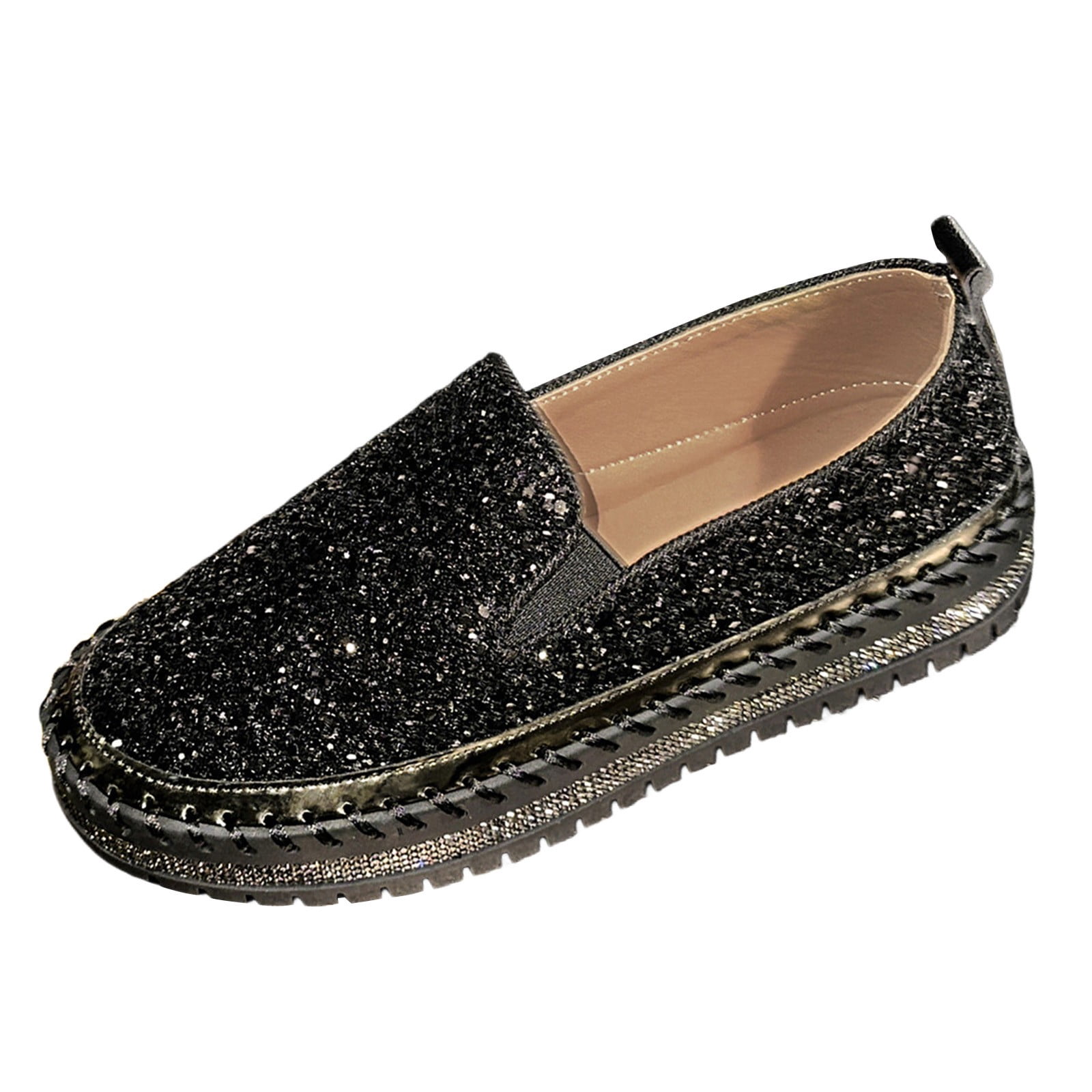 AUDeals Women’s Platform Walking Shoes Fashion Rhinestone Slip On ...