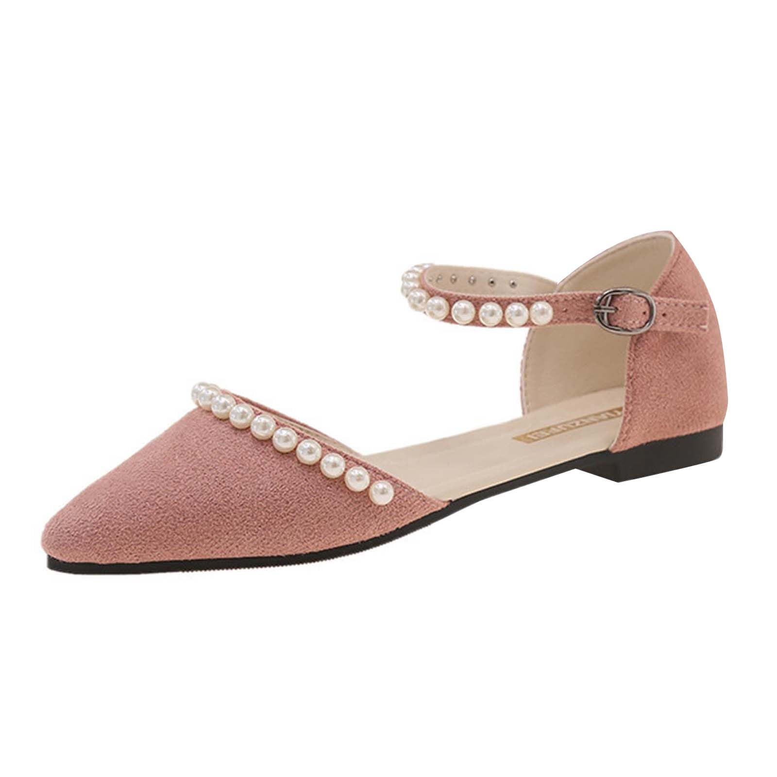 AUDeals Women’s Pointed Toe Flats Rhinestone Bow Dress Shoes Light ...