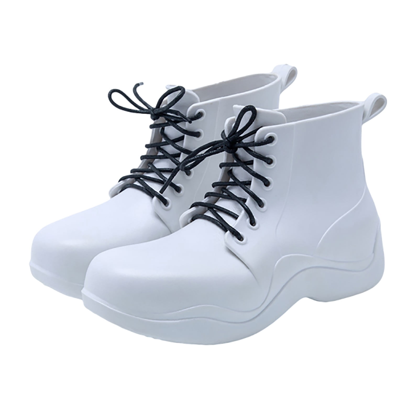 AUDeals Women's Rain Boots Solid Color Round Toe Heel Platform Ankle ...