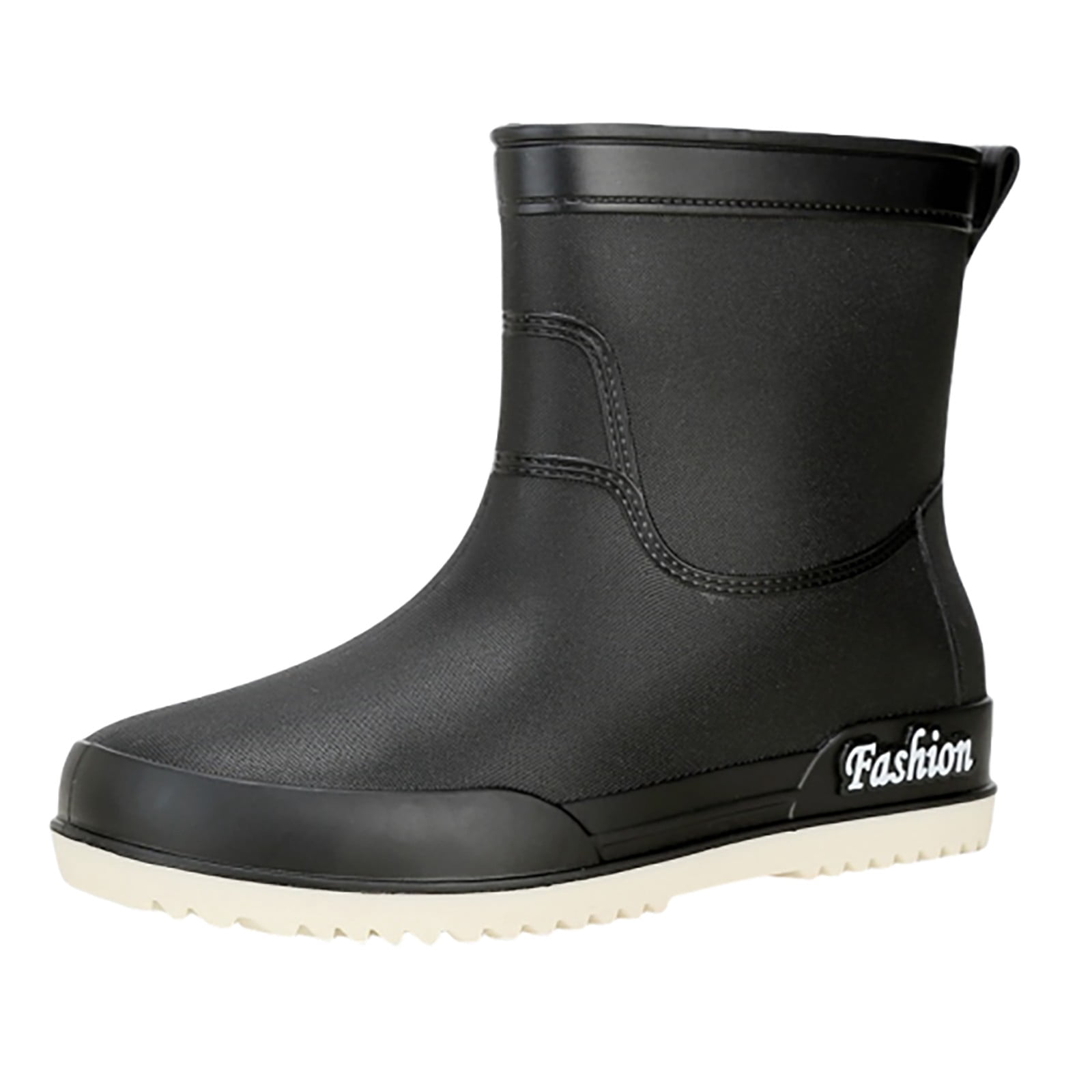 AUDeals Women's Slip On Rain Shoes Short Chelsea Boots Ankle Rubber ...