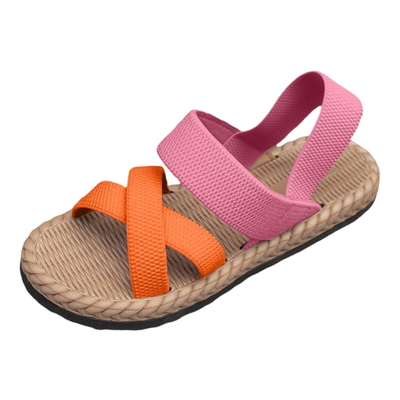AUDeals Women’s Straw Weaving Flat Sandals Wide Fit Open Toe Two Strap ...