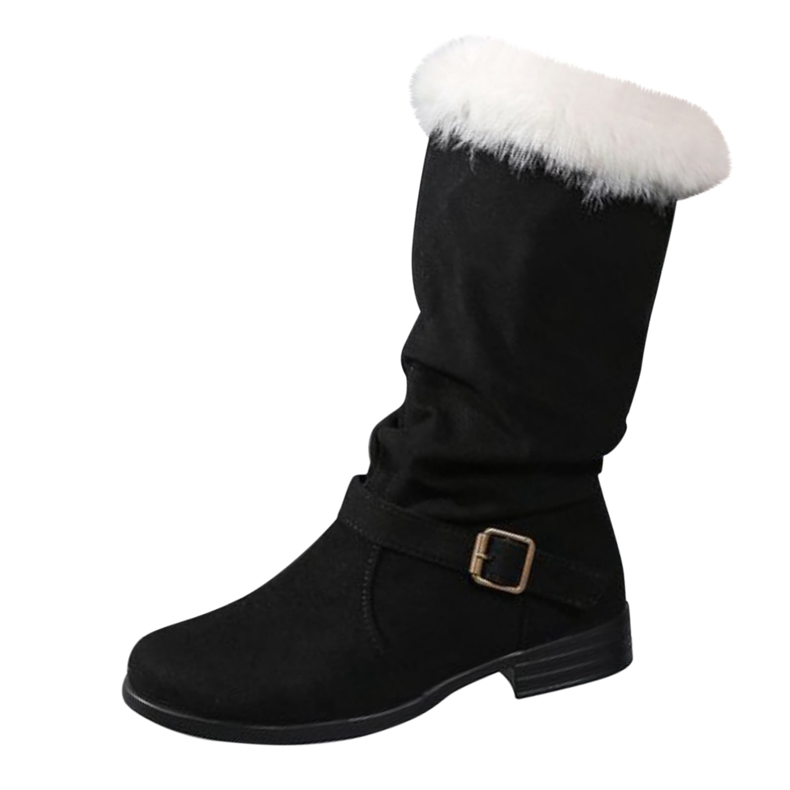 AUDeals Women's Waterproof Snow Boots Thick Plush Collar Slip On Mid ...