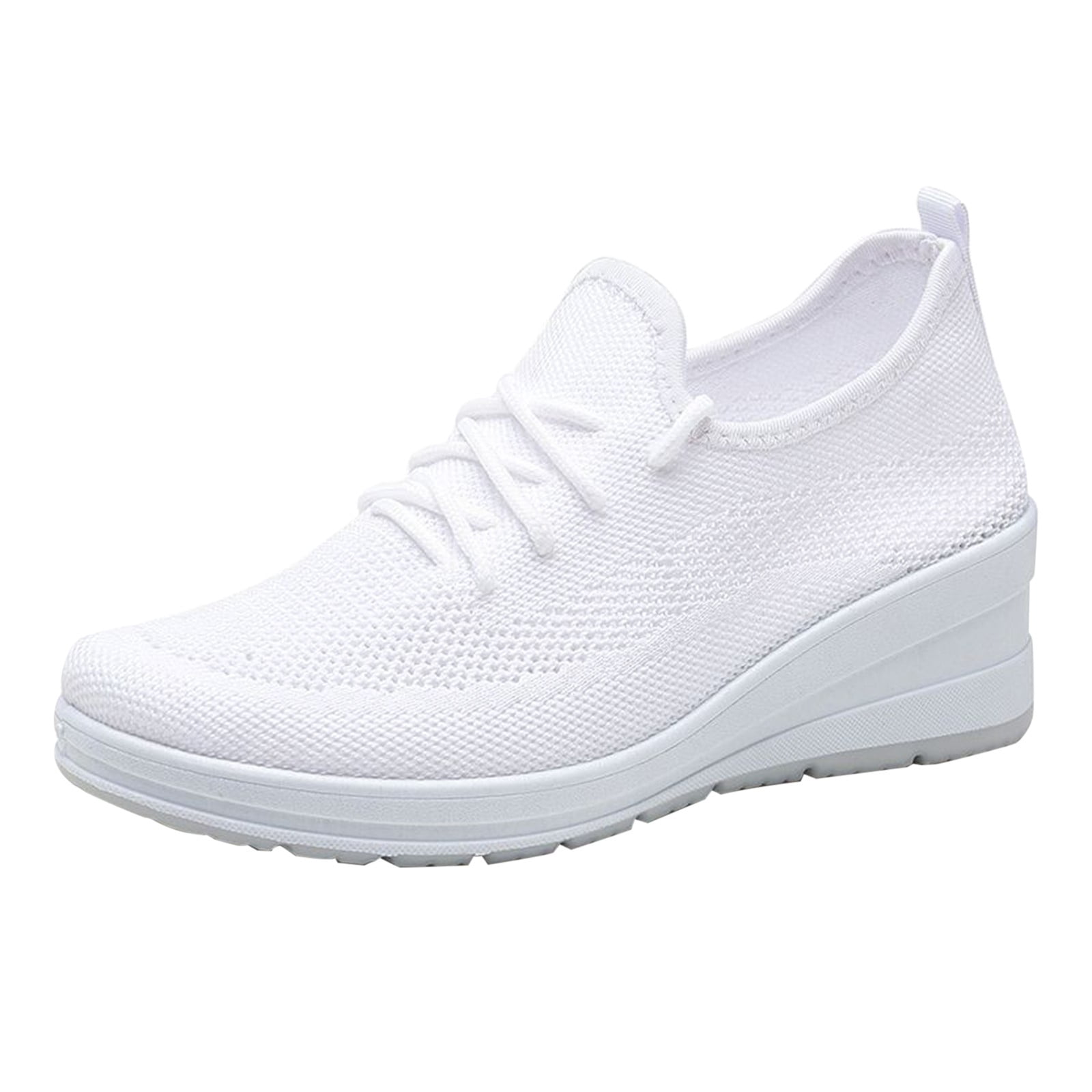 AUDeals Women's Wedge Sneakers Breathable Mesh Lace Up Non Slip ...