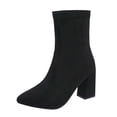 AUDeals Womens High Heel Ankle Boots Pointed Toe Chunky Heel Stretch ...