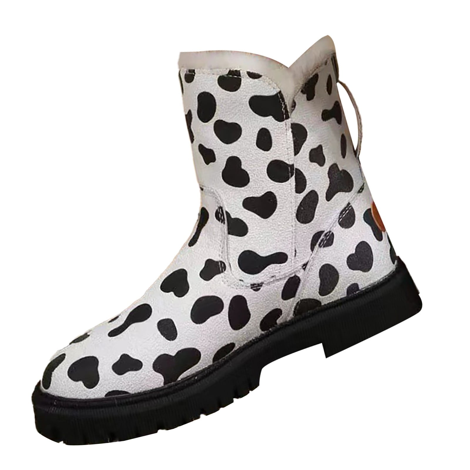 AUDeals Womens Lace Up Ankle Booties Lug Sole Low Heel Leopard Print ...