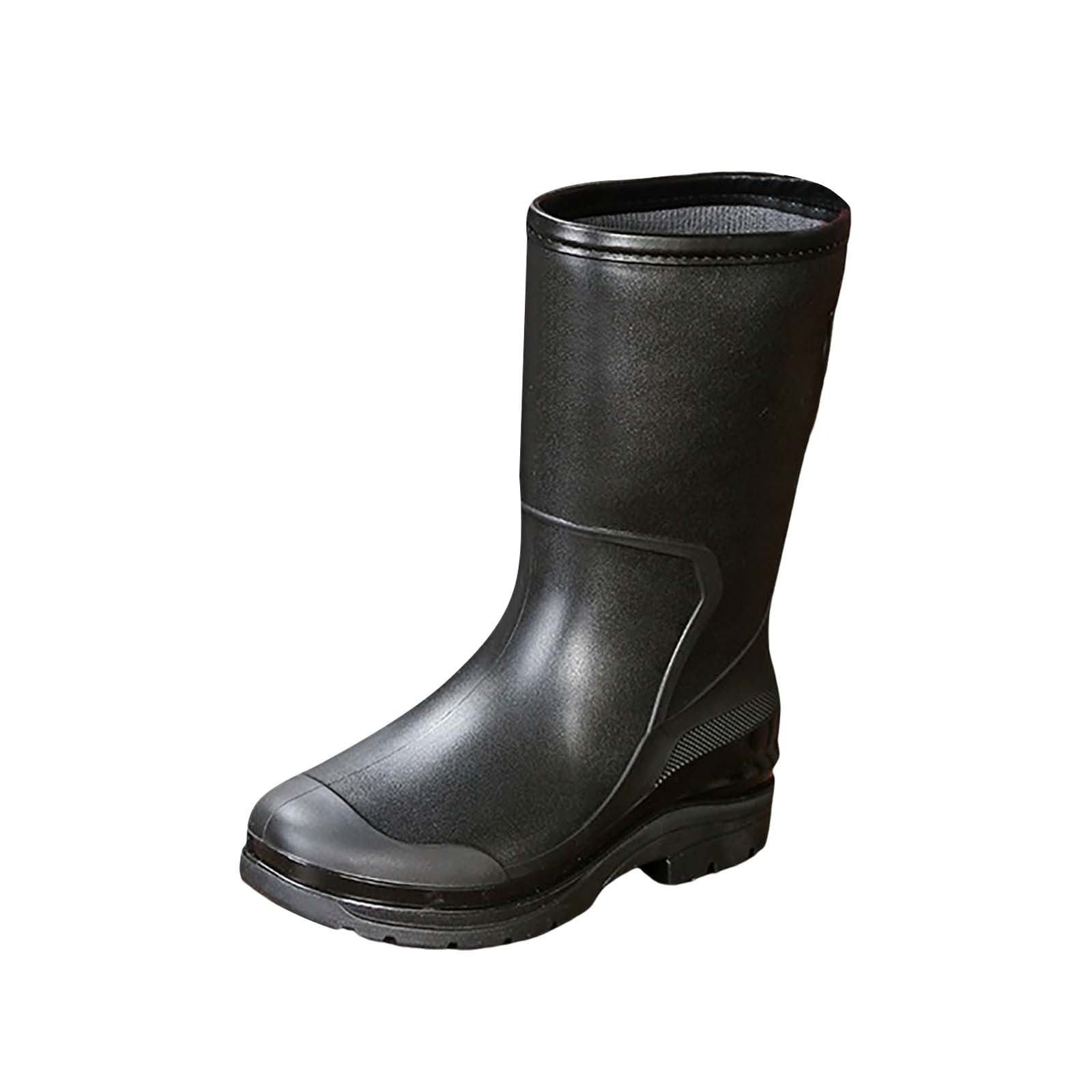 AUDeals Womens Mid Calf Rain Boots Waterproof Garden Shoes Slip On ...