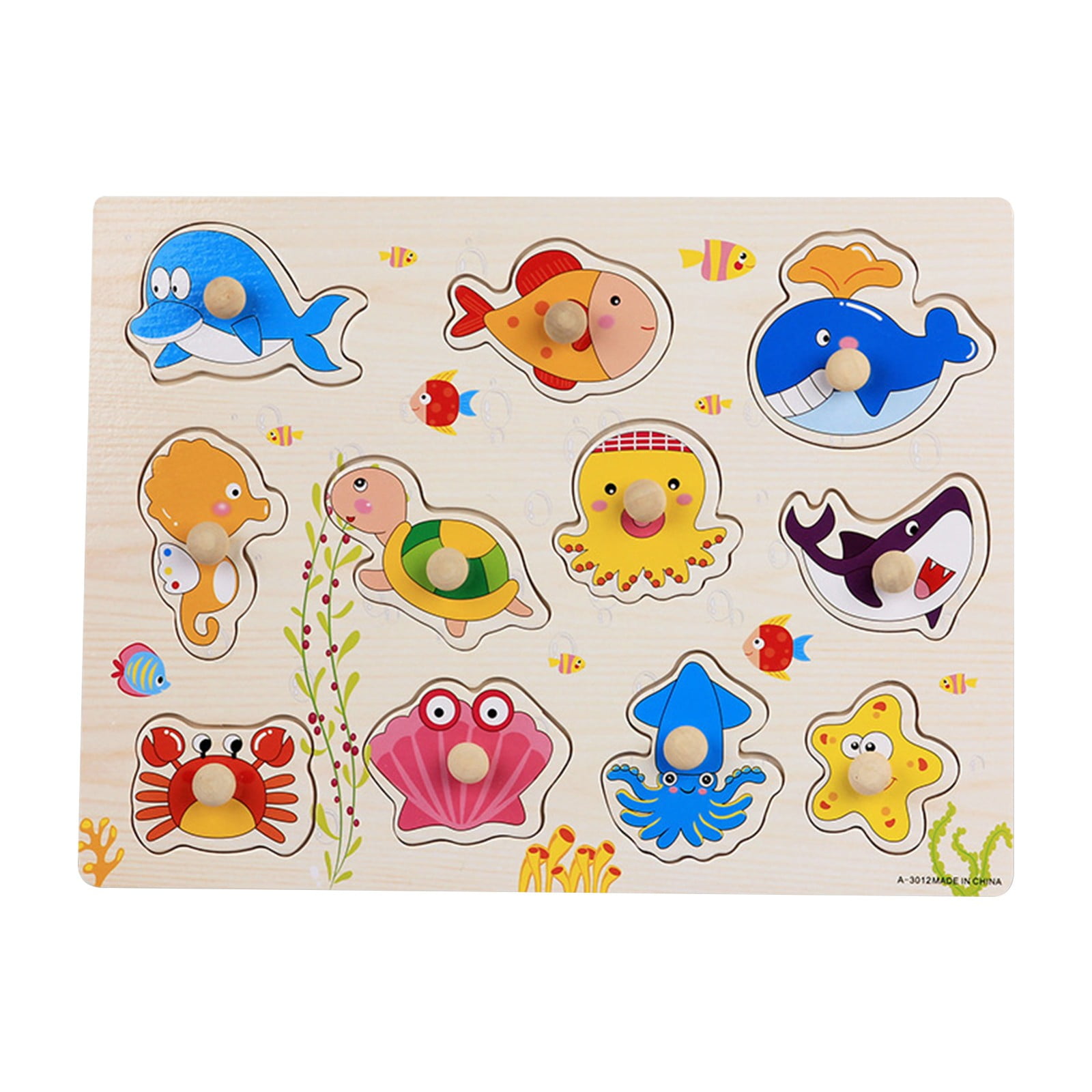 AUDeals Wooden Peg Puzzles Set for Kids Wooden Peg Puzzles Set with ...