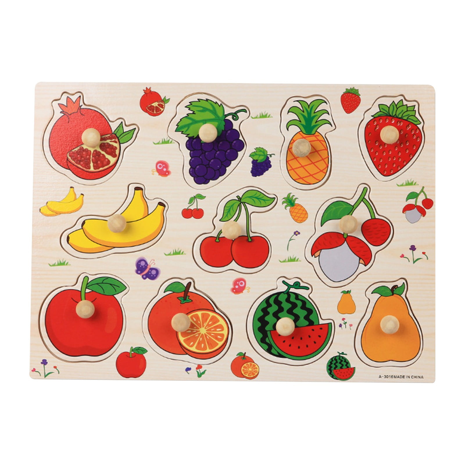 AUDeals Wooden Peg Puzzles Set for Kids Wooden Peg Puzzles Set with ...