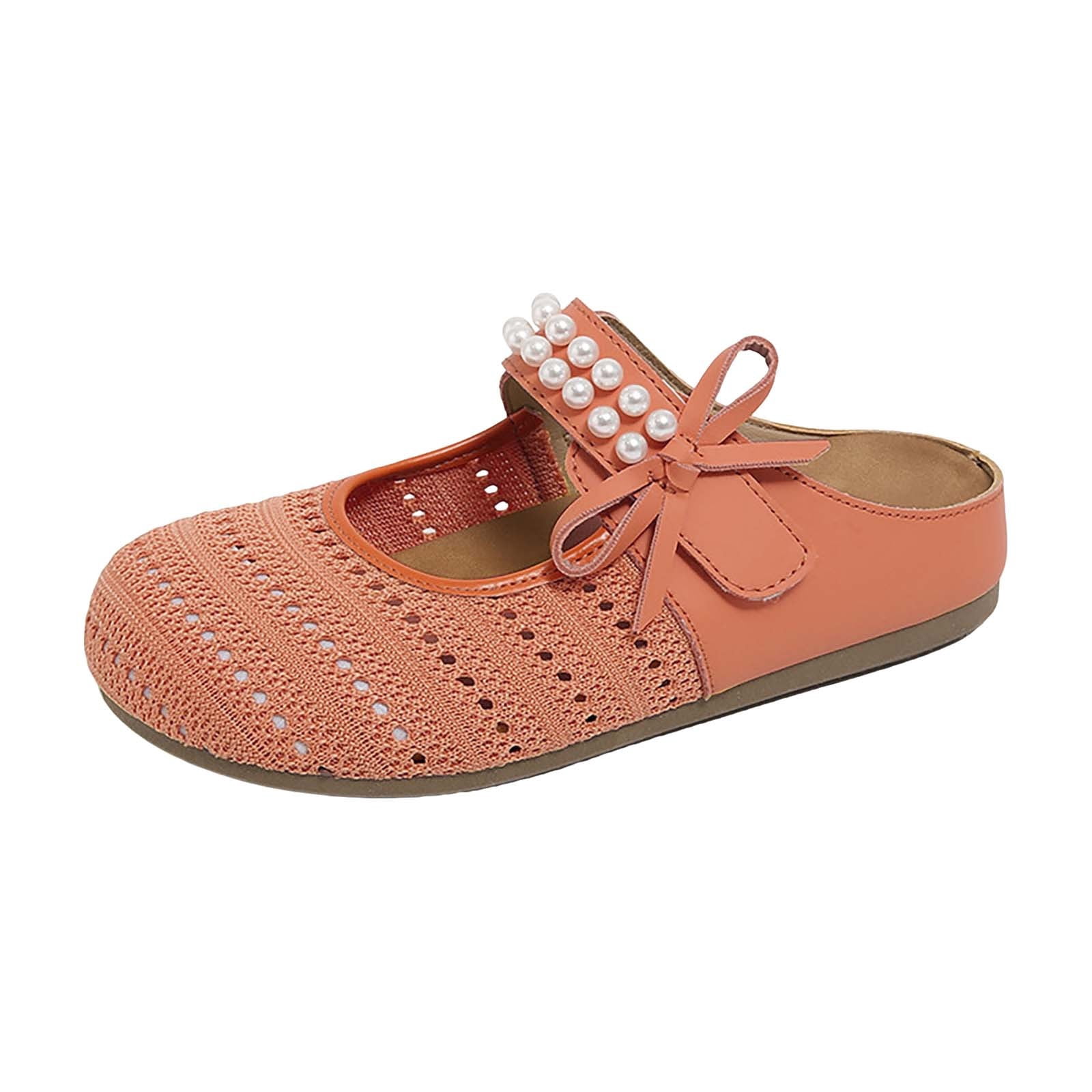 AUDeals Woven Ballet Flats Pearl Bow Decorated Mesh Sandals Breathable ...