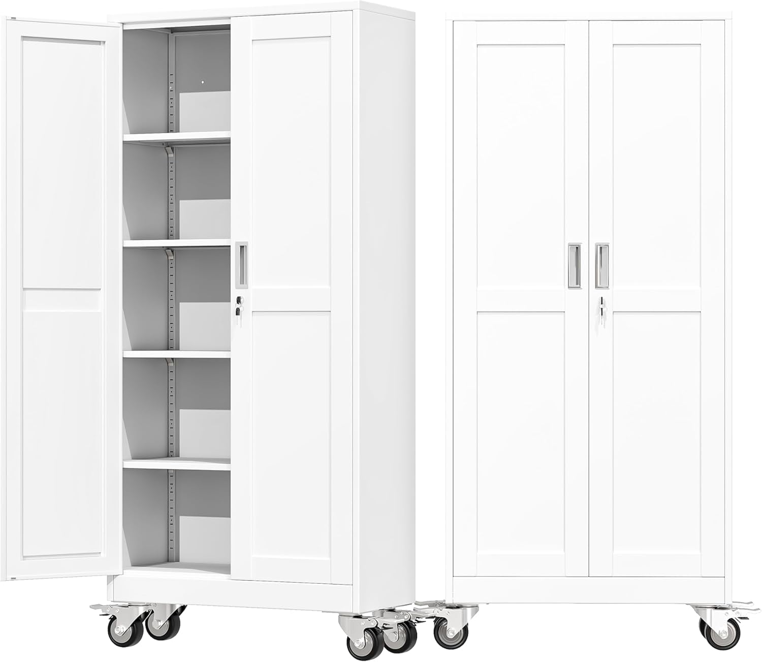 Hanyu 71" Tall Metal Garage Storage Cabinet with Wheels and Locking ...
