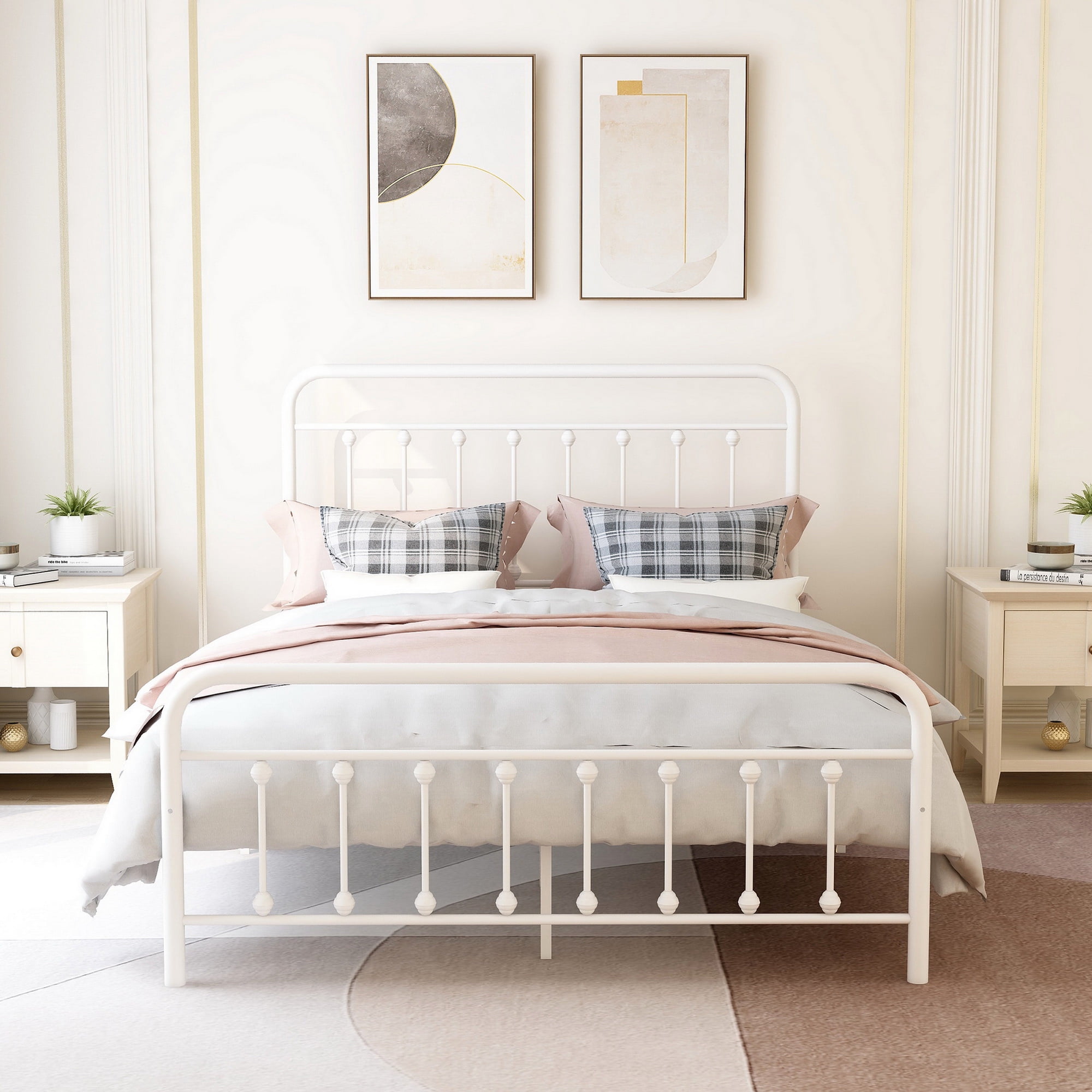 AUFANK Full Size Platform Metal Bed Frame Foundation Heavy Duty Steel ...