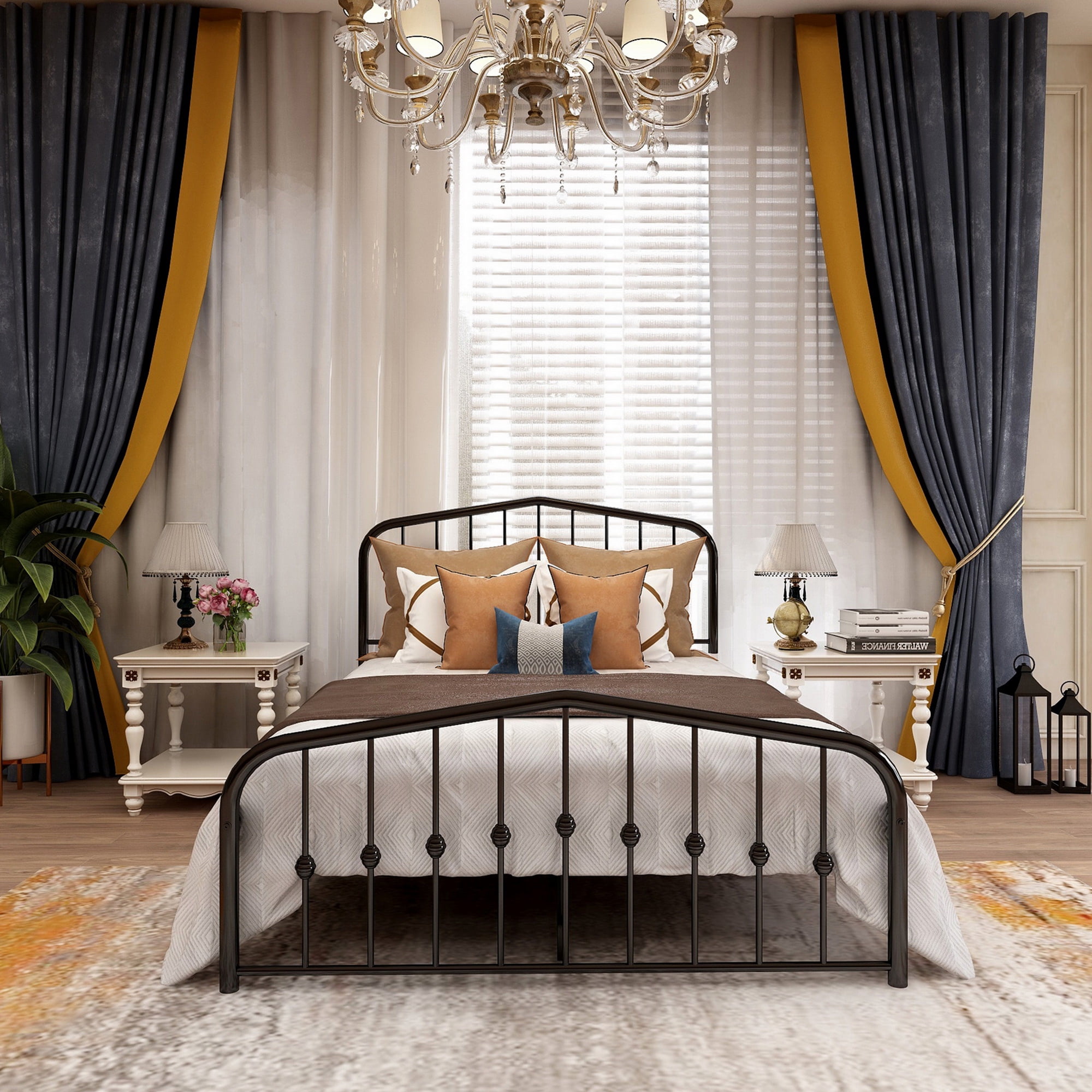 AUFANK Full Size Platform Metal Bed Frame, Iron Slat, Easy Assembly ...