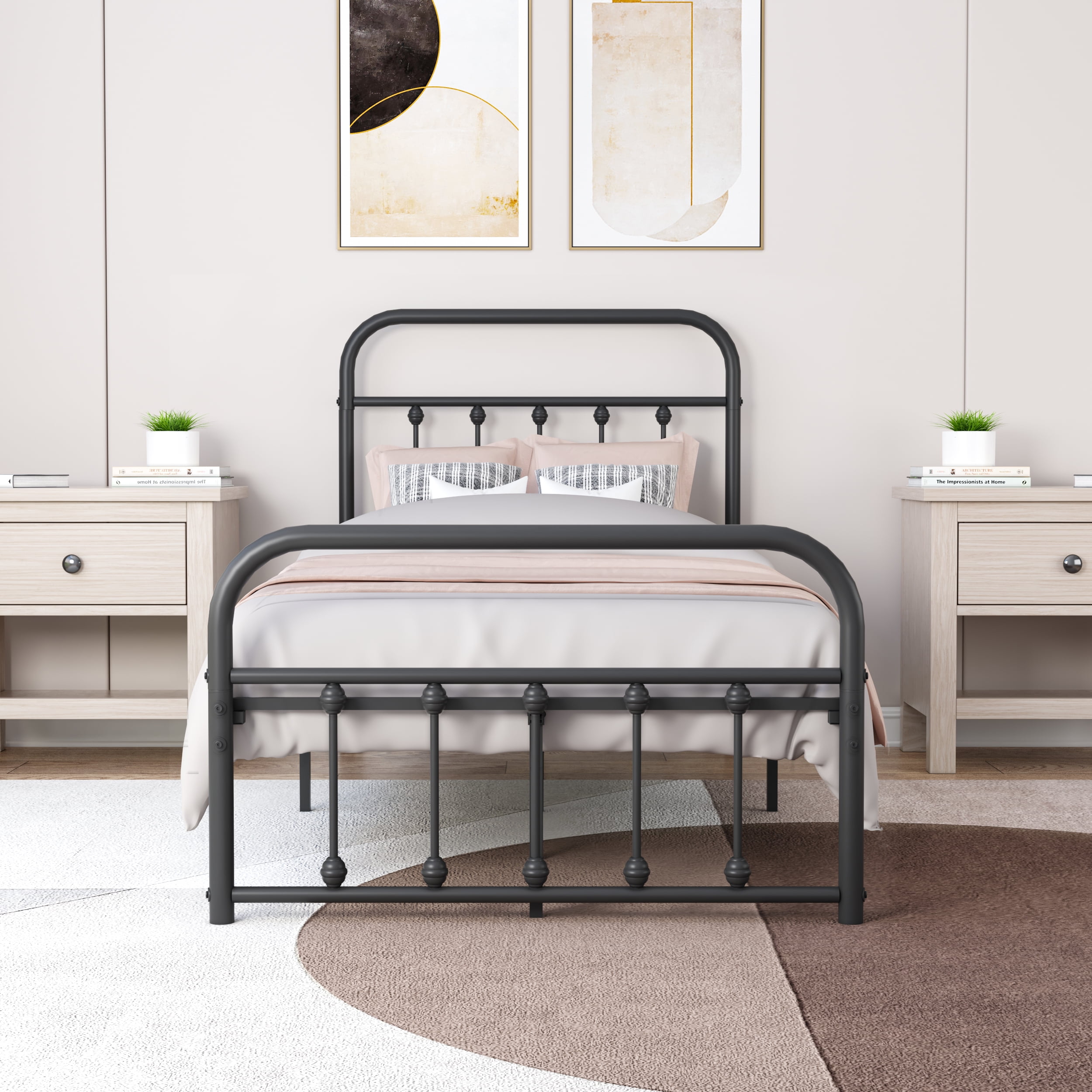 AUFANK Twin XL Size Platform Metal Bed Frame Foundation Heavy Duty ...