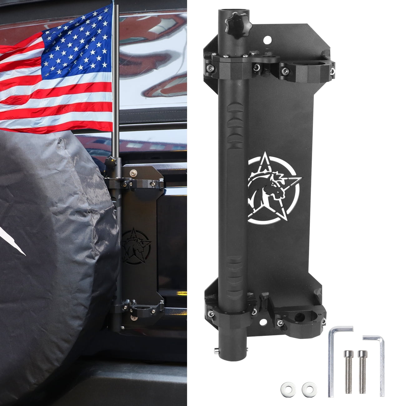 AUFER For Bronco 2021-23+ Aluminum Tail gate Hinge Flag/Antenna Mounted ...